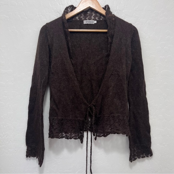 Sweaters | Deca De Vous A Nous Womens Brown Mohair Knitted Tiefront ...